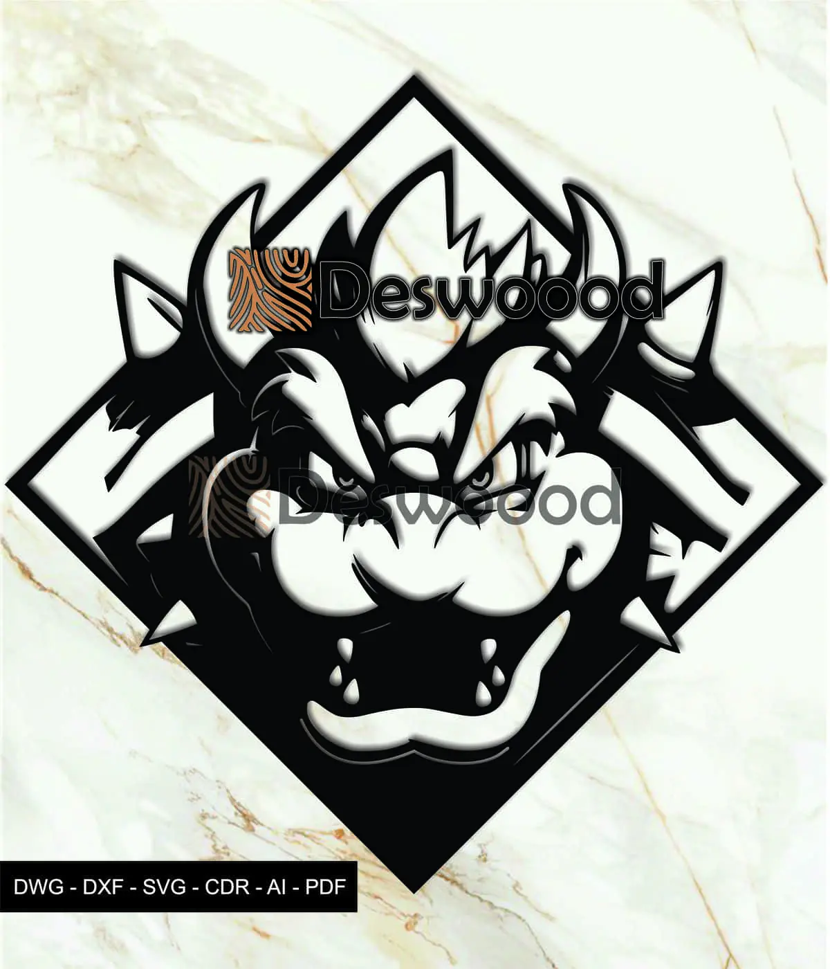 Bowser Mario Bros corte laser - SVG, DXF, DWG,